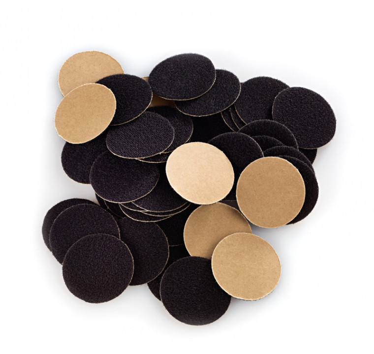 Pack of 50 ultra-thin white adhesive-coated Velcro loop" discs. Podiatech"