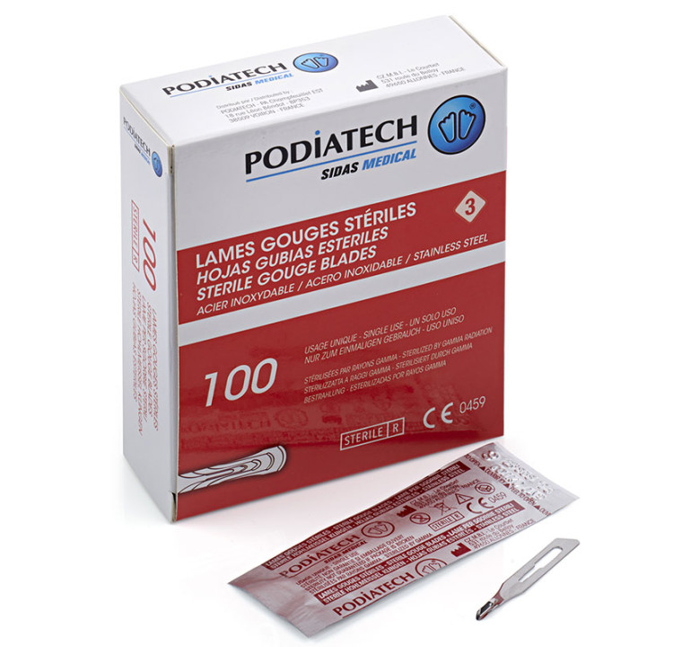 100 STERILE GOUGE BLADES: healthcare consumables - www.e-podiatech.com